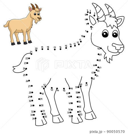 Dot to Dot Goat Coloring Page for Kidsのイラスト素材 [90050570] - PIXTA