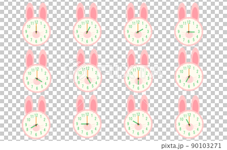 Rabbit design clock illustration set - Stock Illustration [90103271 ...