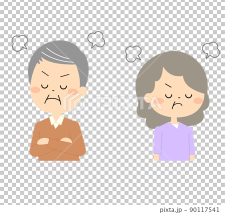 An elderly couple whose anger does not subside... - Stock Illustration ...