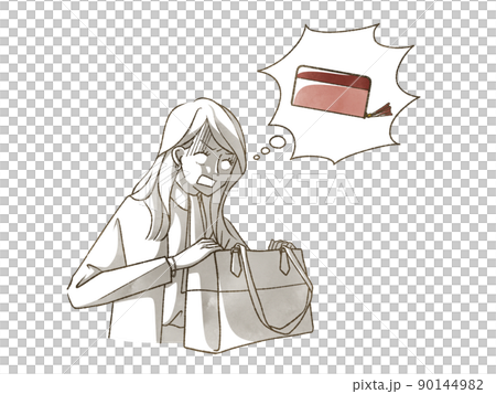 Woman who lost her wallet - Stock Illustration [90144982] - PIXTA