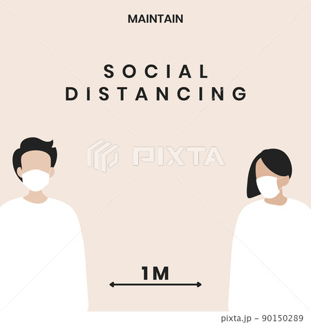 Social distancing coronavirus awareness message...のイラスト素材 [90150289 ...