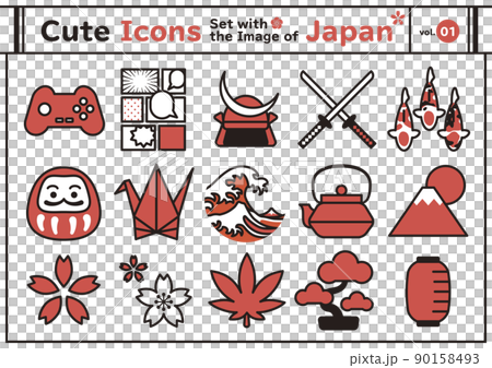 Cute icon set with the image of Japan vol. 1 - Stock Illustration ...