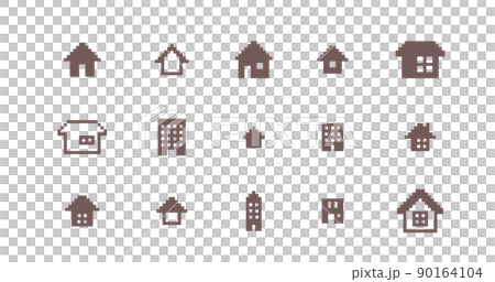 Pixel art cute house icon decoration set... - Stock Illustration ...