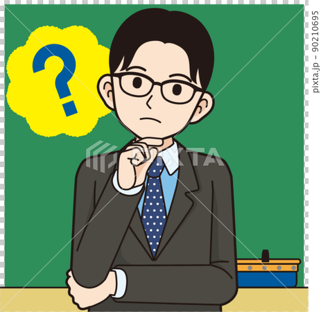 Thinking male teacher_line drawing - Stock Illustration [90210695] - PIXTA