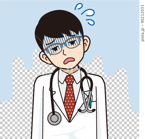 Tired male doctor_line drawing - Stock Illustration [90212031] - PIXTA