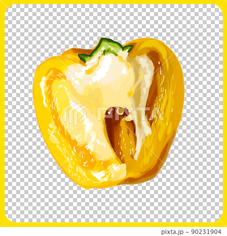Hand-painted thick watercolor yellow paprika... - Stock Illustration ...