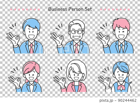 Illustration set of business person who signs OK - Stock Illustration ...