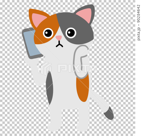 A cat making a phone call on a smartphone - Stock Illustration ...