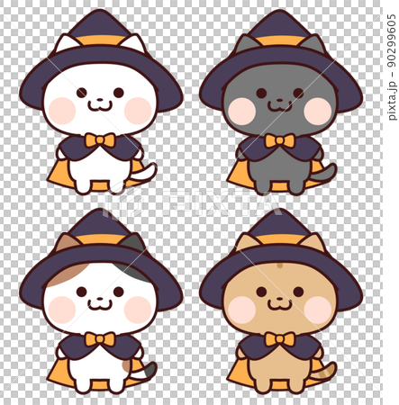 A cat with a magic cloak and a hat - Stock Illustration [90299605] - PIXTA