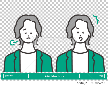Sigh and surprised facial expression Male image... - Stock Illustration ...