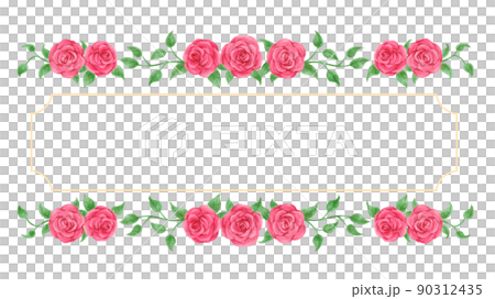 Rose (pink) top and bottom ruled line frame - Stock Illustration ...