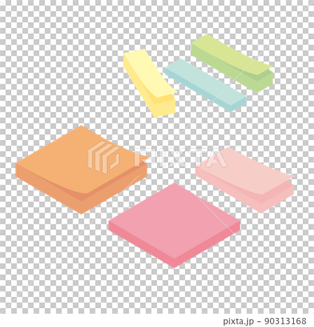 Isometric illustrations of colorful sticky notes - Stock Illustration ...