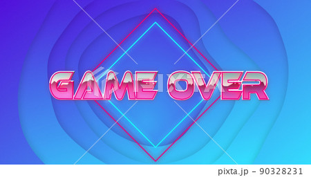 Game over pink text over neon banner against...のイラスト素材 [90328231] - PIXTA