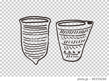 Simple illustration line drawing Jomon Yayoi... - Stock Illustration ...