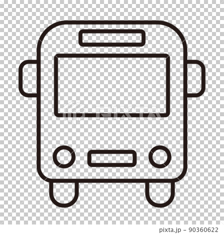 Bus simple monochrome front line drawing icon /... - Stock Illustration ...
