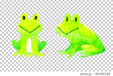 Set of 2 cute deformed illustrations of frogs... - Stock Illustration ...