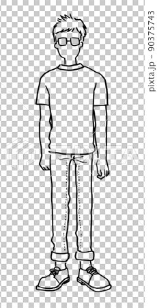 Simple illustration line drawing youth - Stock Illustration [90375743 ...
