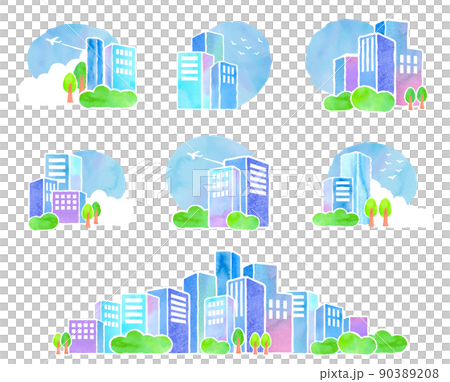 Summer city building landscape illustration... - Stock Illustration ...