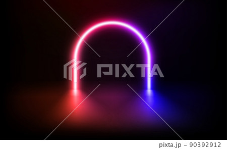 Composition with vivid neon arc. 3d vector...のイラスト素材 [90392912] - PIXTA