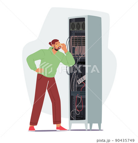 Sysadmin Male Character Repairing and Adjusting...のイラスト素材 [90435749] - PIXTA