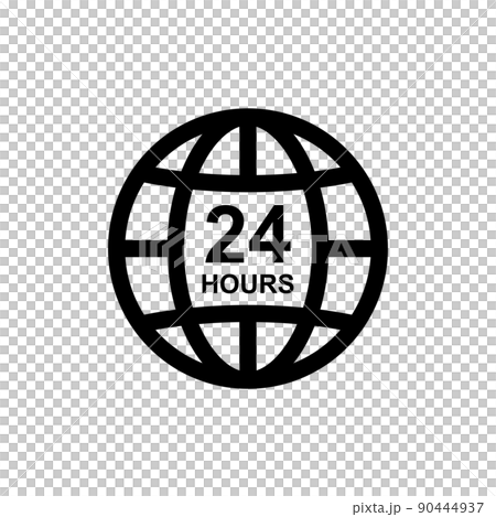 Earth icon and 24-hour text - Stock Illustration [90444937] - PIXTA