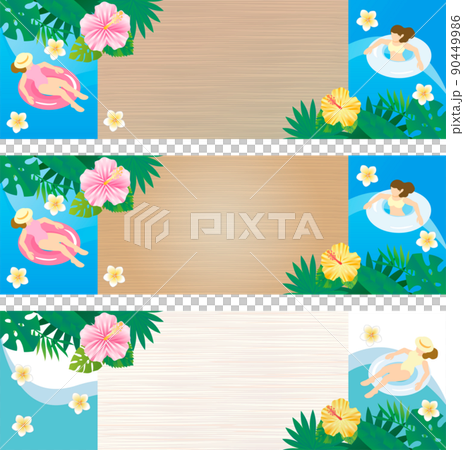 Banner frame summer image sea female person... - Stock Illustration ...