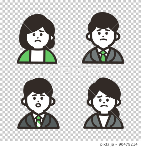 Sad office worker icon set green - Stock Illustration [90479214] - PIXTA