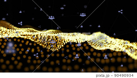Image of digital icons and light spots over...のイラスト素材 [90490934] - PIXTA