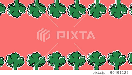 Image of two rows of green broccoli moving at...のイラスト素材 [90491125] - PIXTA