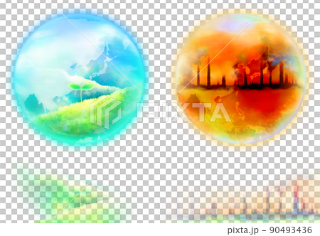 Eco image (blue earth and red earth) - Stock Illustration [90493436 ...
