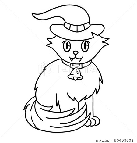Vampire Cat Halloween Isolated Coloring Page のイラスト素材 [90498602] - PIXTA