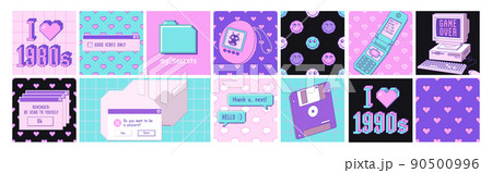 Old computer aesthetic. Sticker pack of retro...のイラスト素材 [90500996] - PIXTA