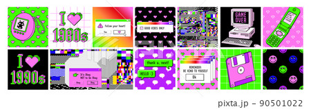 Old computer aesthetic. Sticker pack of retro...のイラスト素材 [90501022] - PIXTA