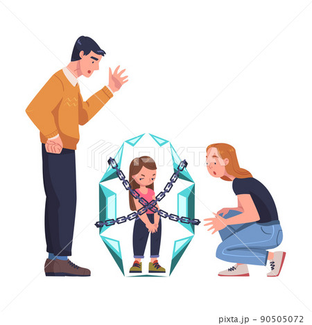 Mother and Father Talking to Little Girl in...のイラスト素材 [90505072] - PIXTA