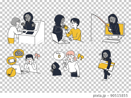 Illustrations about various scammers' tricks,... - Stock Illustration ...