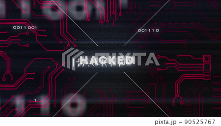 Image of interference over hacked text, data...のイラスト素材 [90525767] - PIXTA