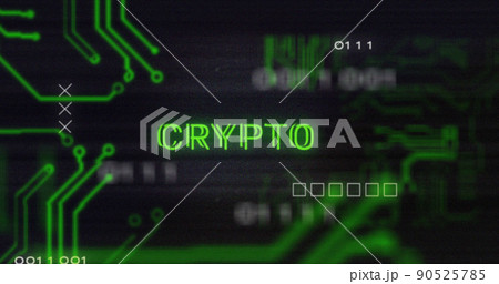 Image of interference over crypto text, data...のイラスト素材 [90525785] - PIXTA