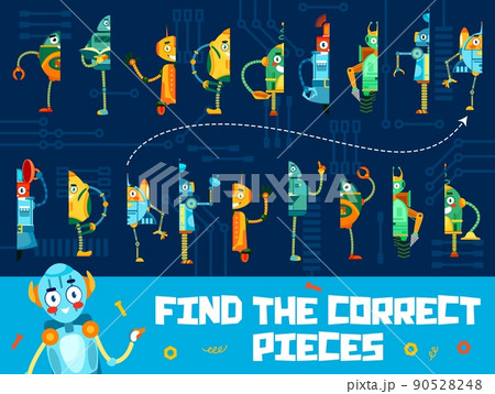 Find correct pieces of cartoon funny robots,...のイラスト素材 [90528248] - PIXTA