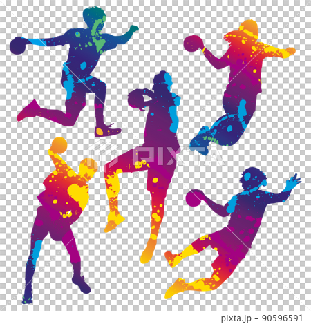 Handball silhouette colorful - Stock Illustration [90596591] - PIXTA