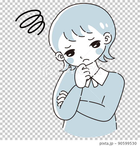 팔을 짜고 고민하는 여자의 그림 - 스톡일러스트 [90599530] - PIXTA