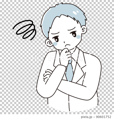 Illustration of a man in a lab coat thinking - Stock Illustration ...