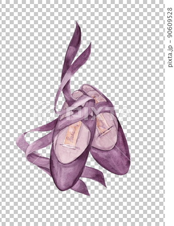 Watercolor illustration of purple pointe shoes....-插圖素材 [90609528 ...