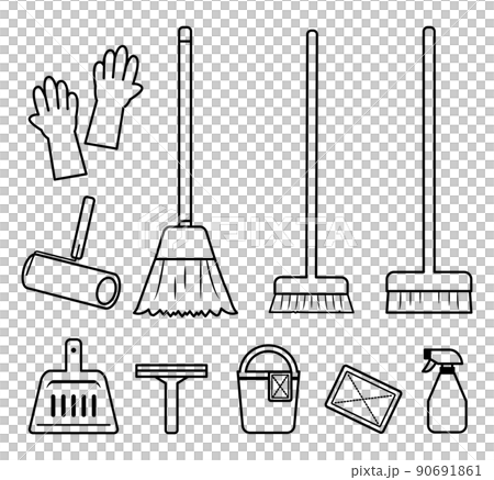 Cleaning tool set line drawing - Stock Illustration [90691861] - PIXTA