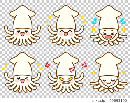 Squid emotions illustration set 2 - Stock Illustration [90693100] - PIXTA