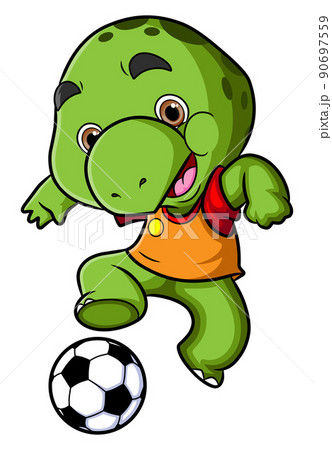 The turtle is playing football and wearing a clothのイラスト素材 [90697559 ...