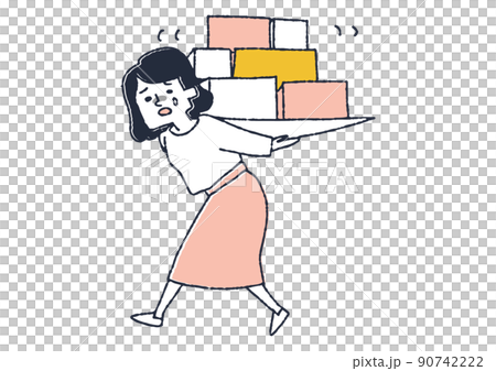 A woman who has various burdens in her life, a... - Stock Illustration ...