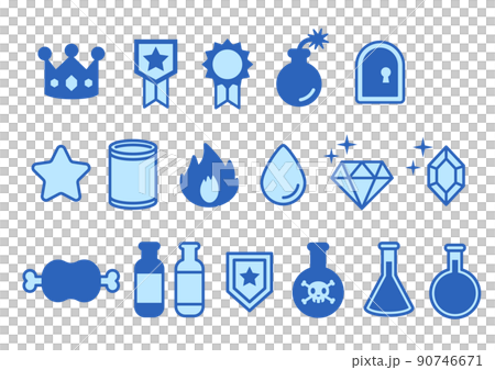 Game item icon set blue system - Stock Illustration [90746671] - PIXTA