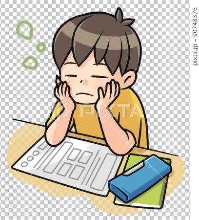 A boy who can't concentrate on his homework - Stock Illustration ...