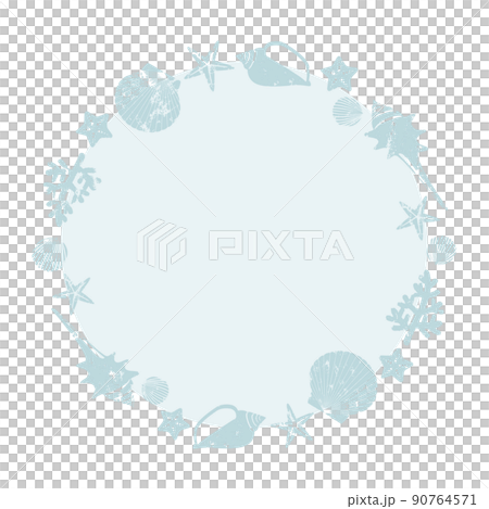 Stamp style shell round frame - Stock Illustration [90764571] - PIXTA