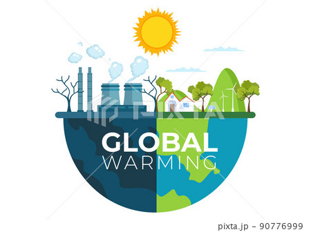 Global Warming Cartoon Style Illustration with...のイラスト素材 [90776999] - PIXTA